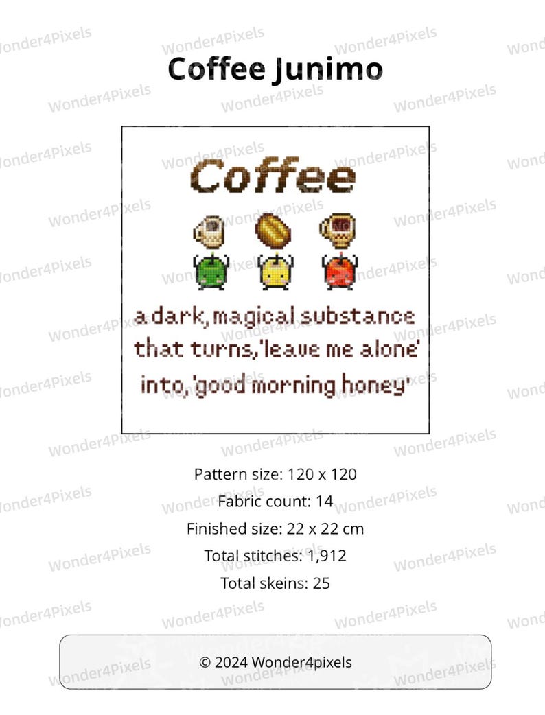 Digital Download Stardew Valley Coffee Jumino Funny Sign Cross Stitch ...