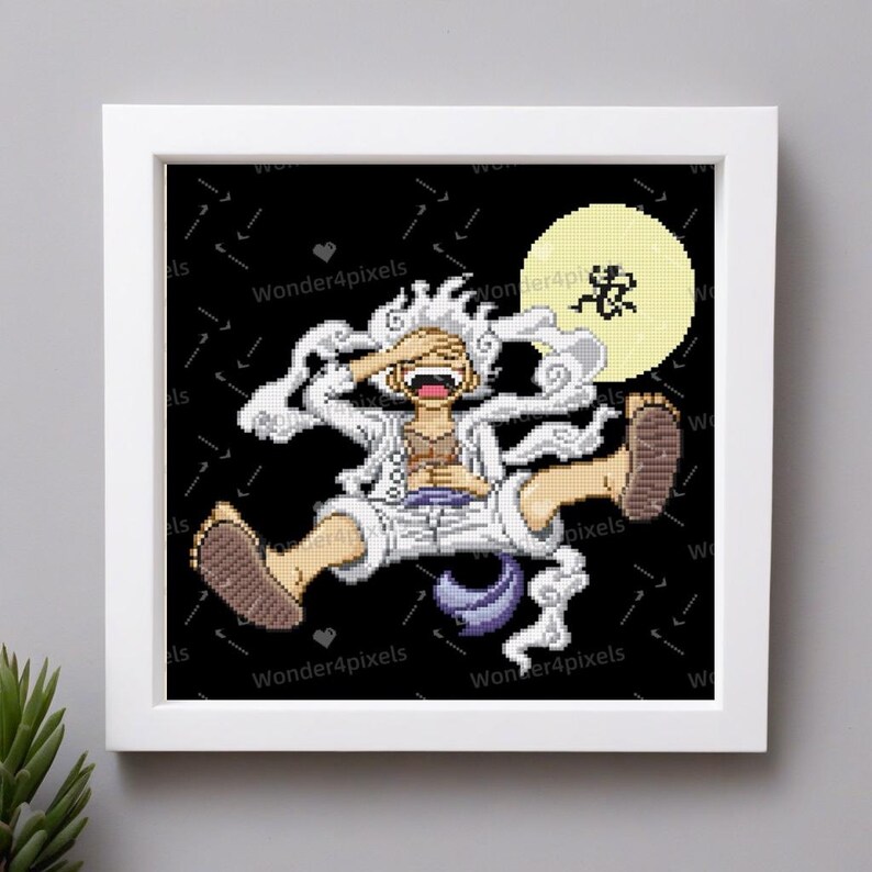 One Piece Luffy Gear 5 Anime Cross Stitch Pattern. Digital PDF Instant ...