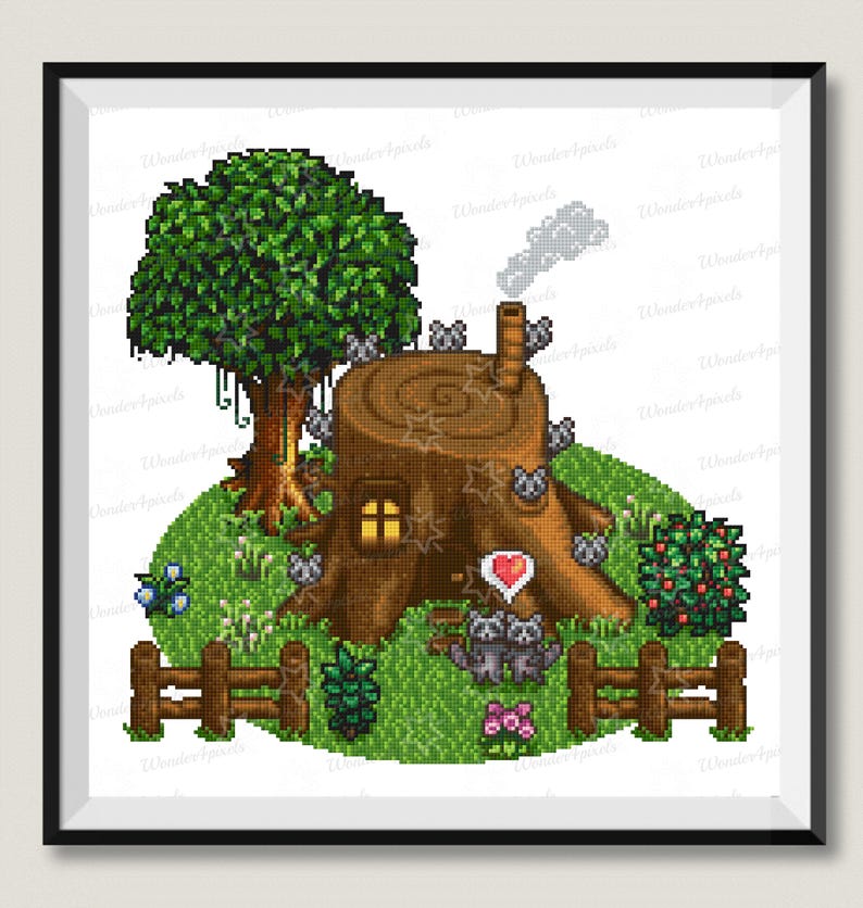 1.6 Update Stardew Valley Cross Stitch Pattern Raccoon Family Giant ...