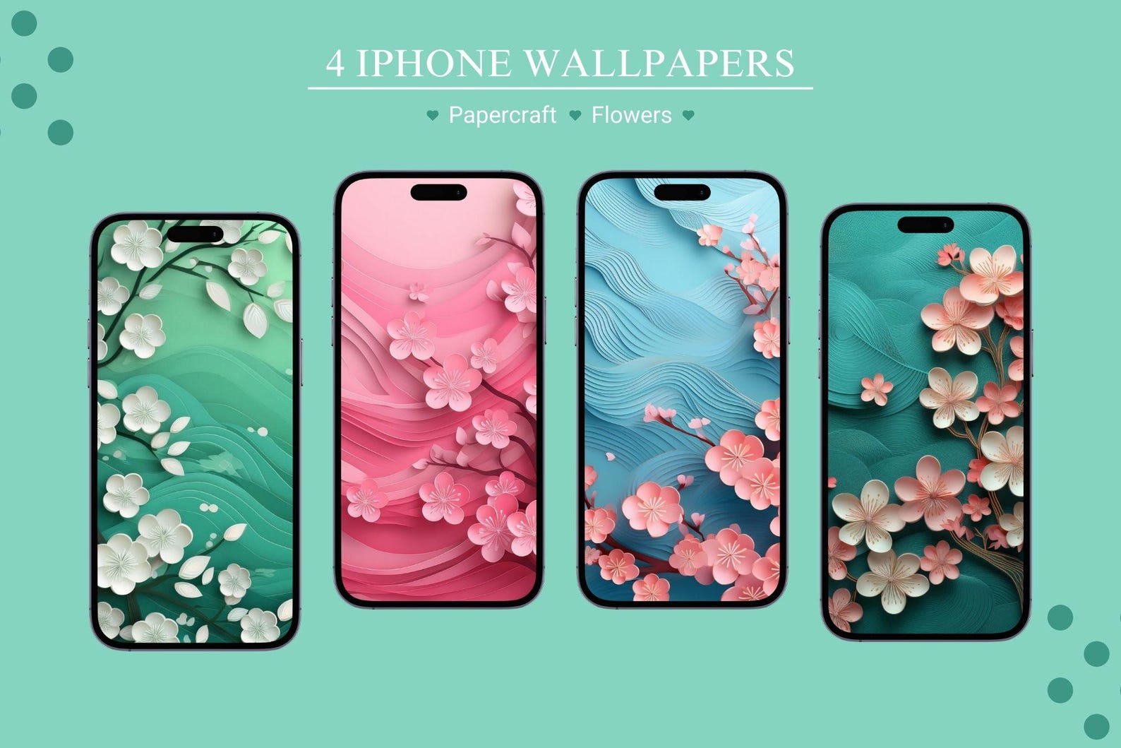 Flower Papercraft iPhone Wallpapers, 4 Unique Designs - Etsy
