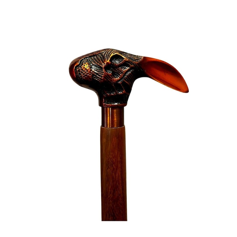 Wooden Walking Cane Hand Carved Walking Stick Rabbit Head - Etsy
