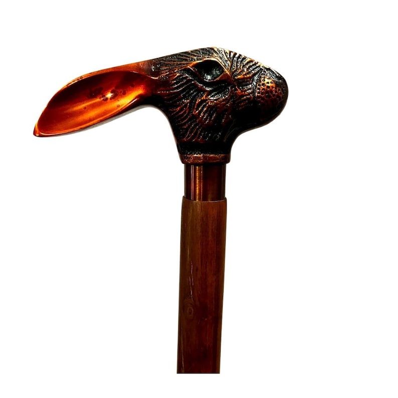 Wooden Walking Cane Hand Carved Walking Stick Rabbit Head - Etsy