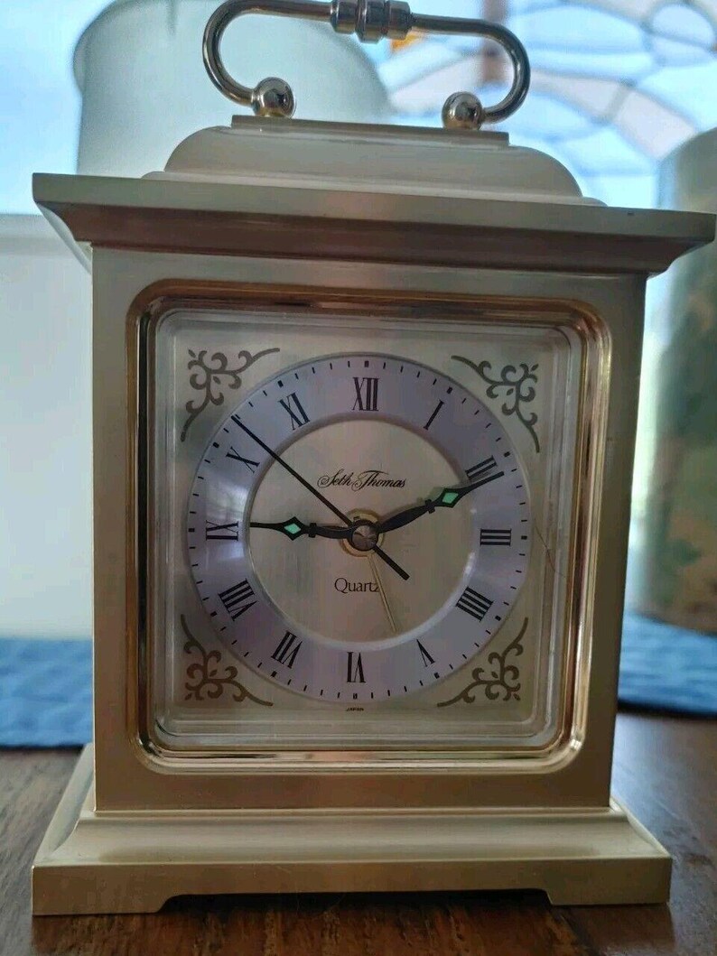 Seth Thomas Rapture Solid Brass Quartz Clock 4RE703 Carriage Alarm ...