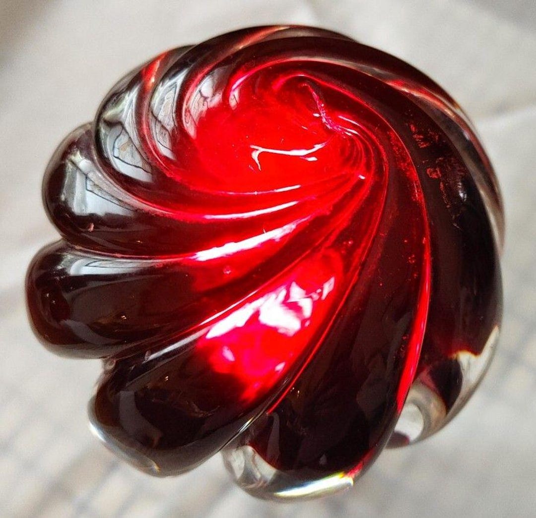 Ruby Red Encased Glass Paperweight Signed "donghio 97" VTG Valentine ...