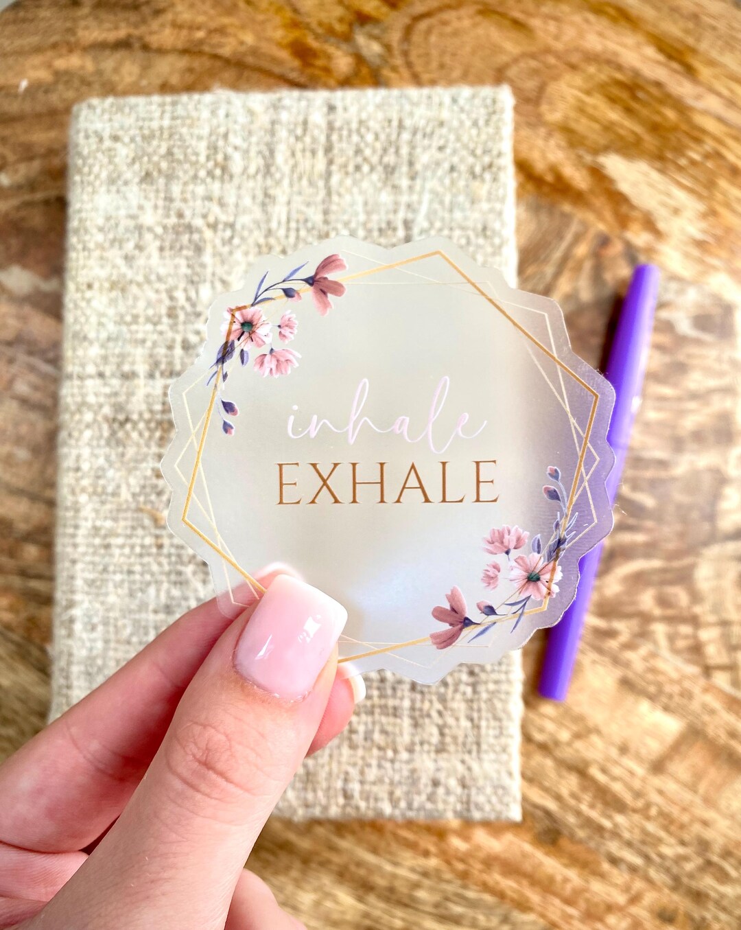 Clear Inhale Exhale Sticker, 3x3in - Etsy