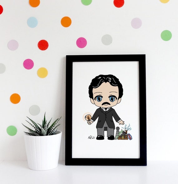 Chibi Inventor Científico Nikola Tesla Retrato - Etsy España
