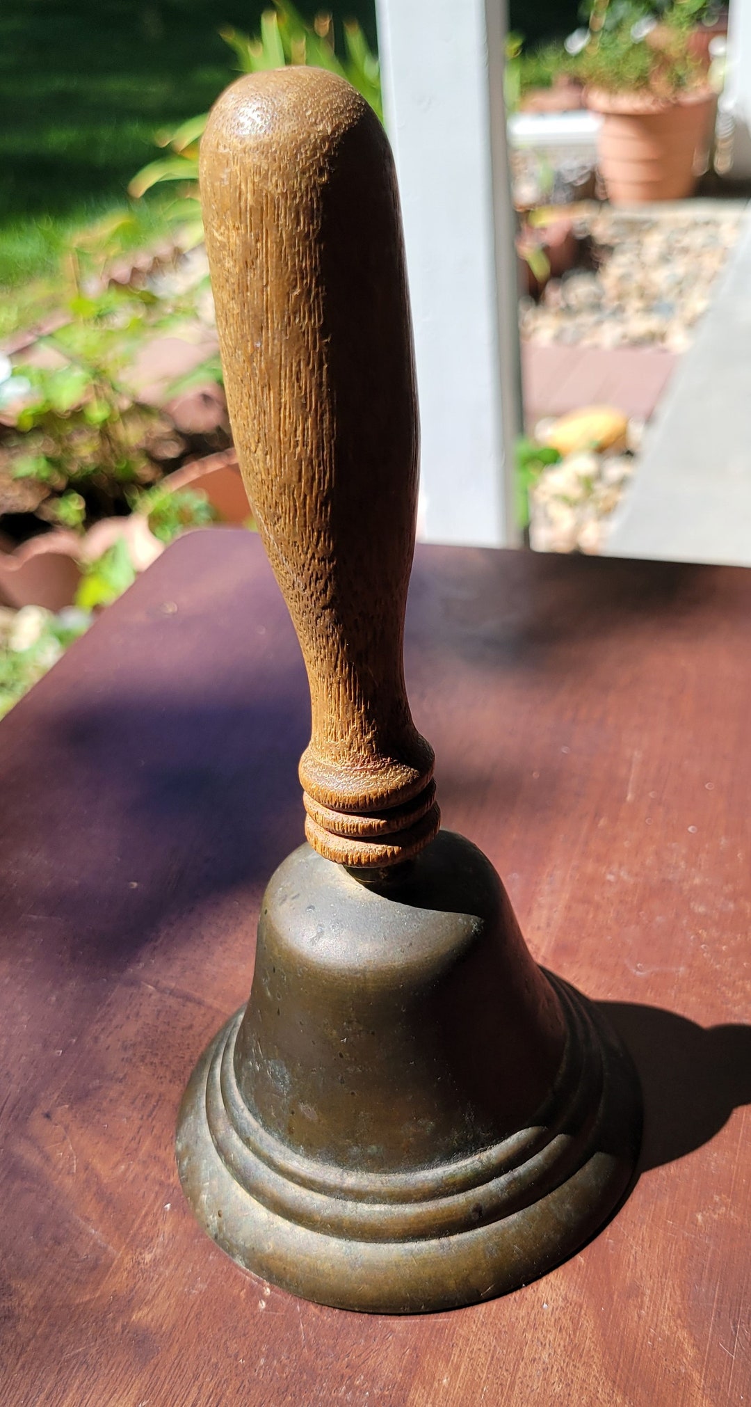Vintage School Bell With Wooden Handle and Brass Bell - Etsy