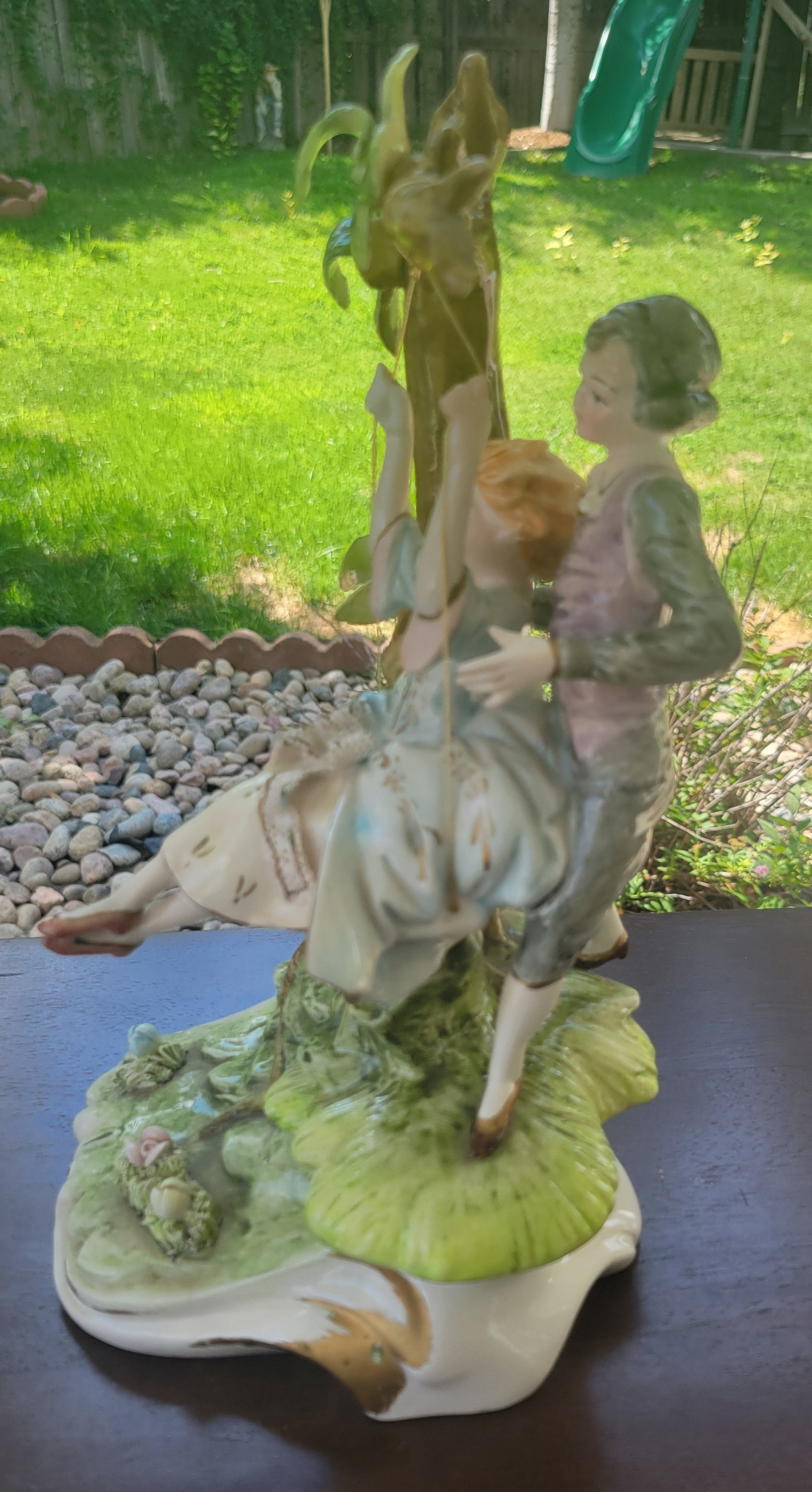 Antique Italian Capodimonte Porcelain Boy Girl on Swing Large Figurine ...