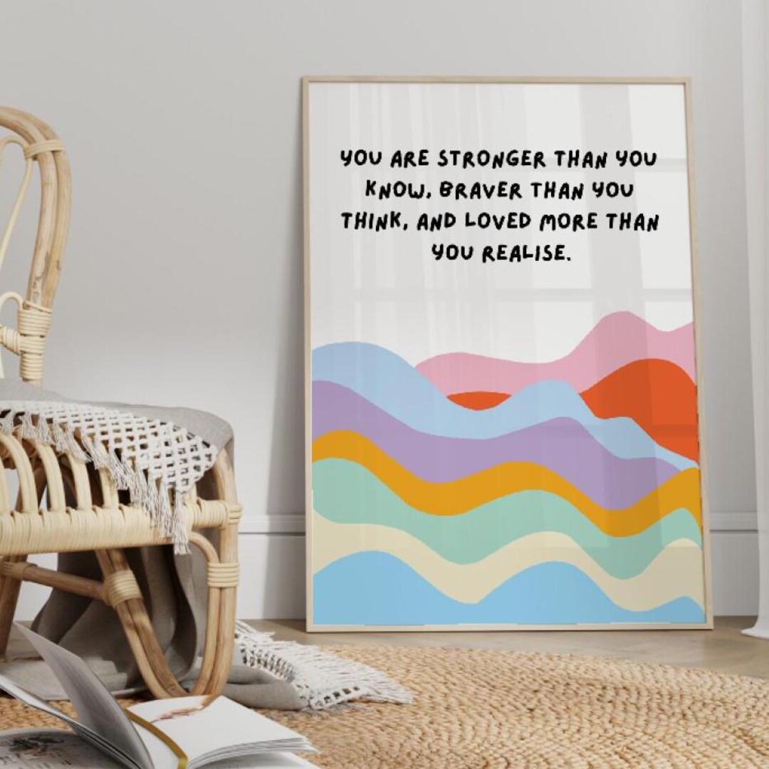 You Are Strong Printable Positivity Wall Art, Colourful Wall Decor ...