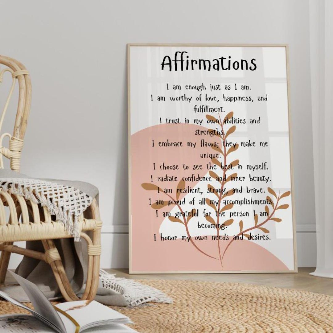 Affirmations Printable Positivity Wall Art, Colourful Wall Decor ...
