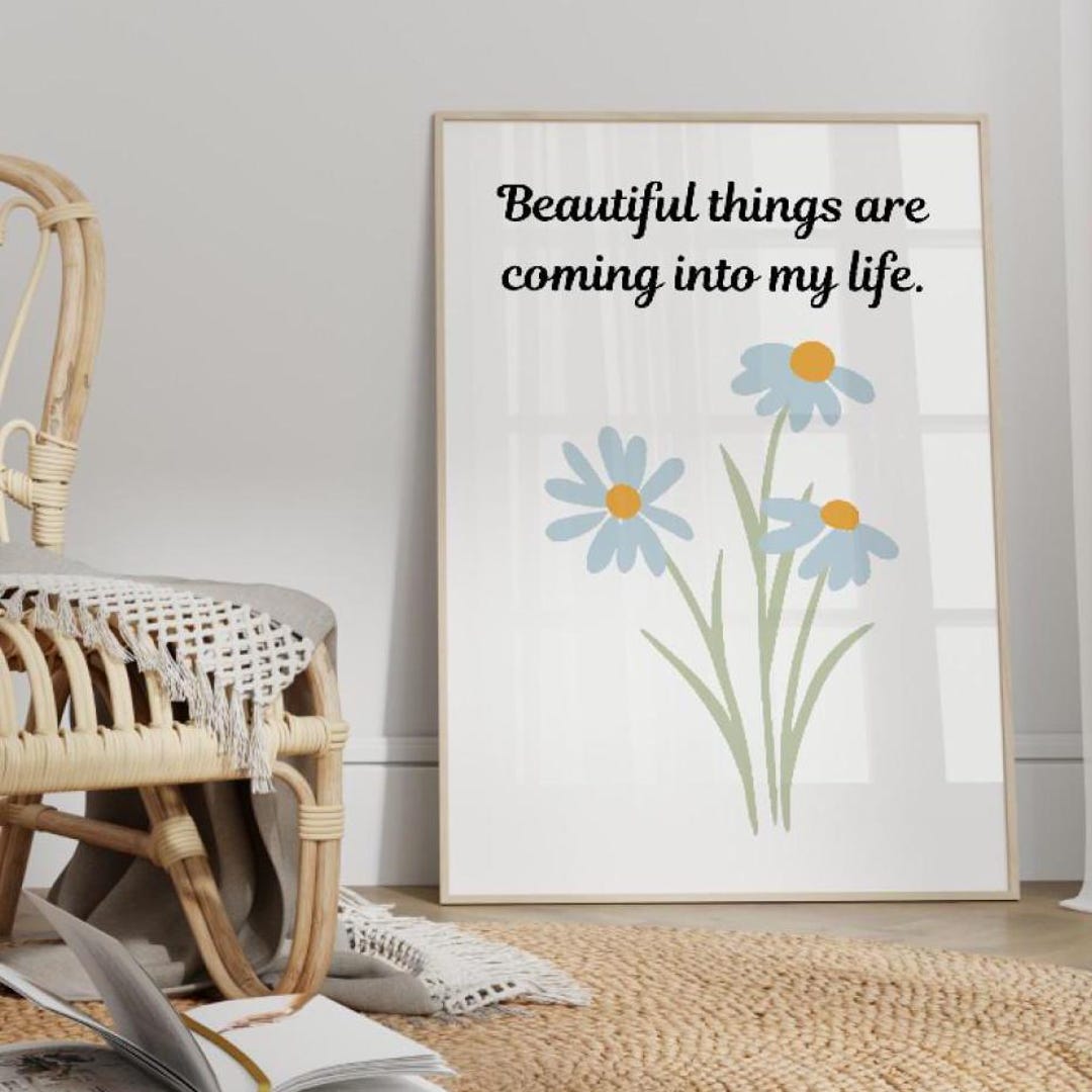 Beautiful Life Printable Positivity Wall Art, Colourful Wall Decor ...