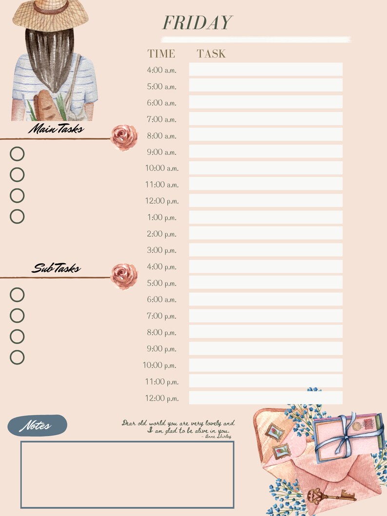 Anne With an e Inspired Printable Weekly Planner - Etsy