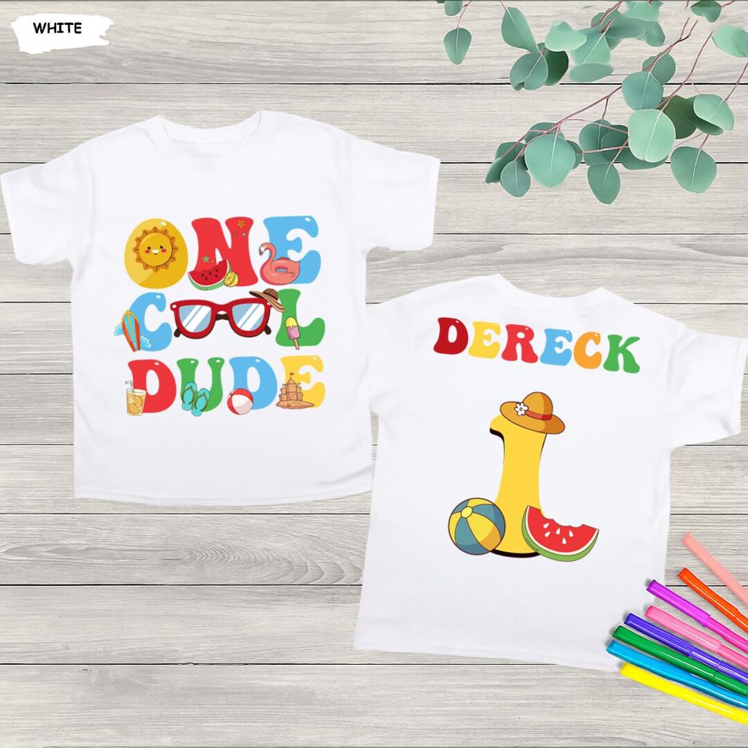 ONE Cool Dude Pool Party Birthday Boy Shirt - Splish Splash, 1st Bday ...