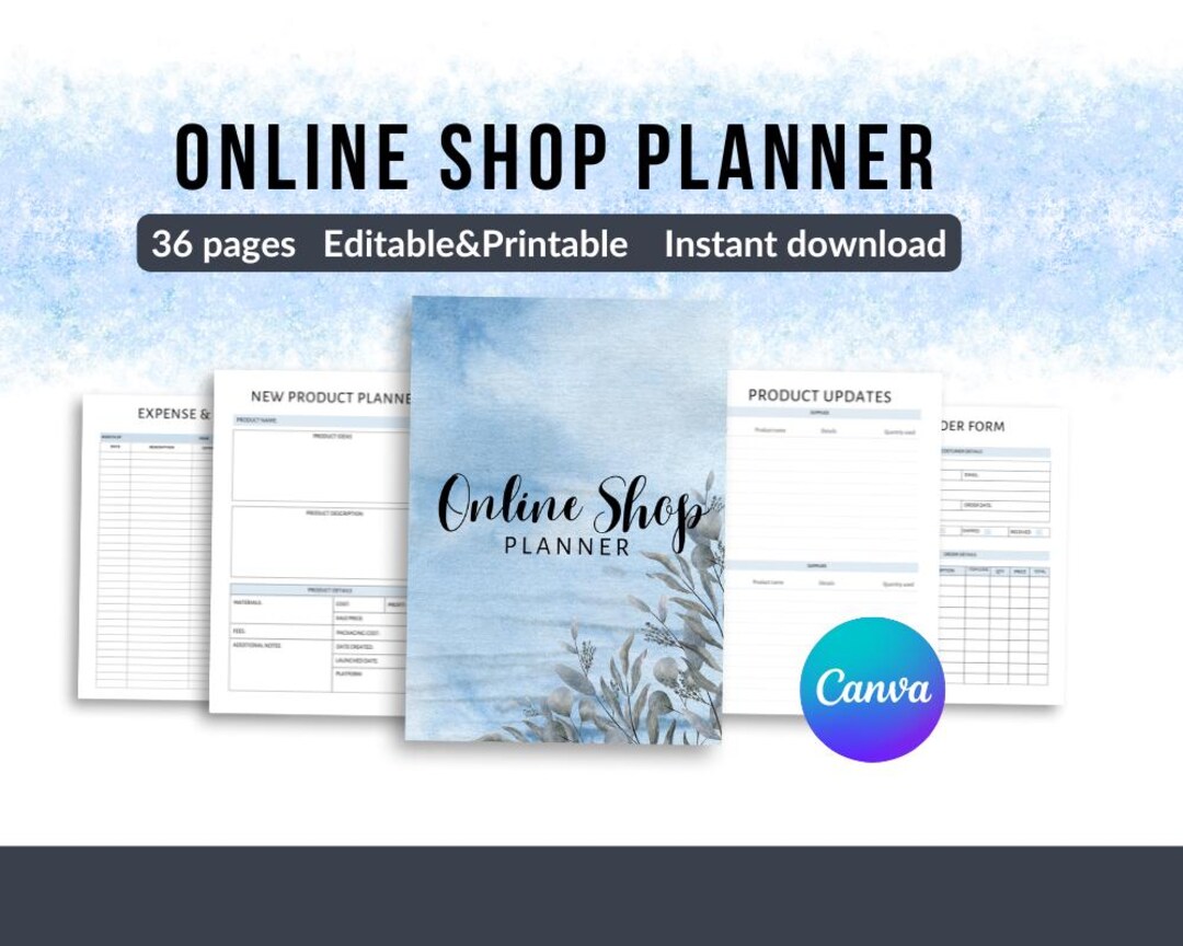 Online Shop Planner, Printable and Canva Editable - Etsy