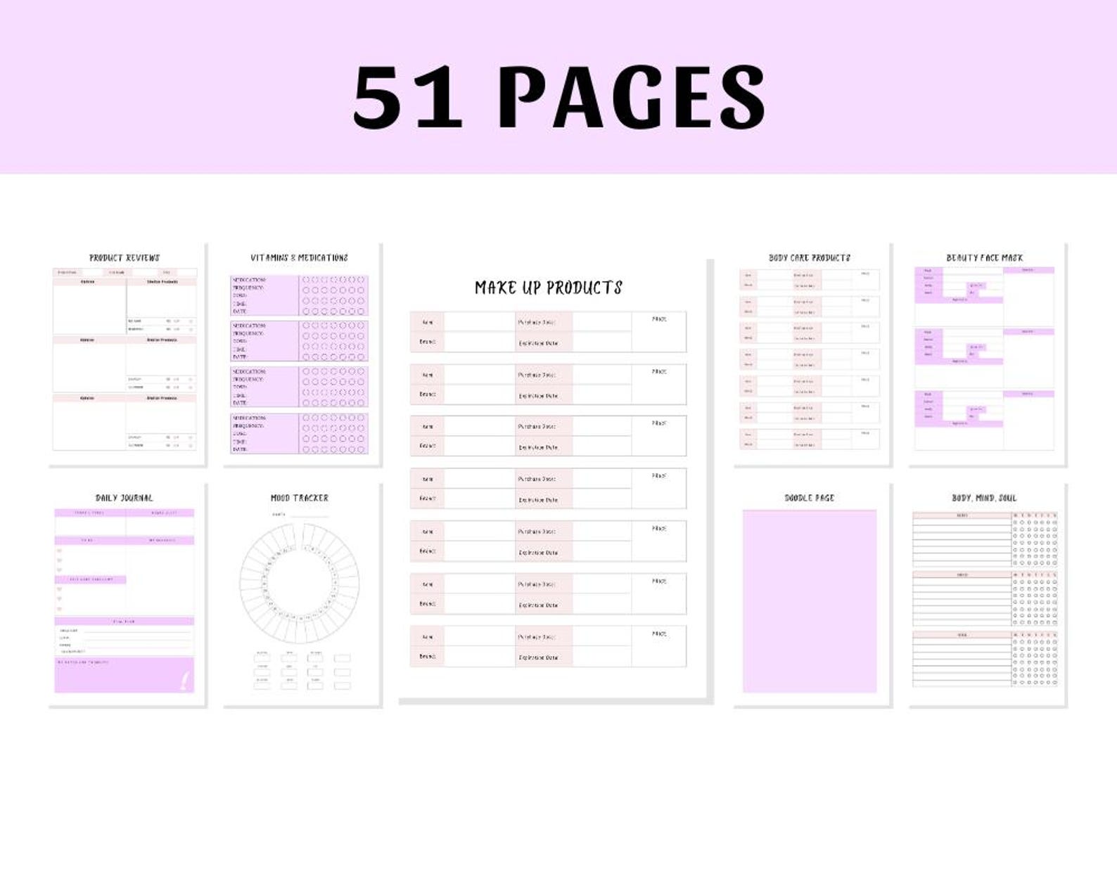 Self Care Planner Printable PDF and PNG Canva Template - Etsy