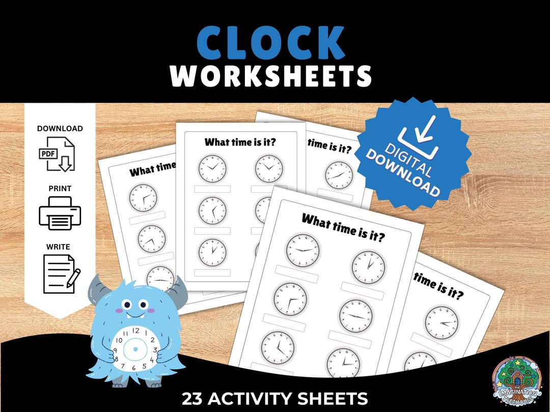 Clock Worksheets, Telling Time Activity, Kids Time Activity, Printable ...