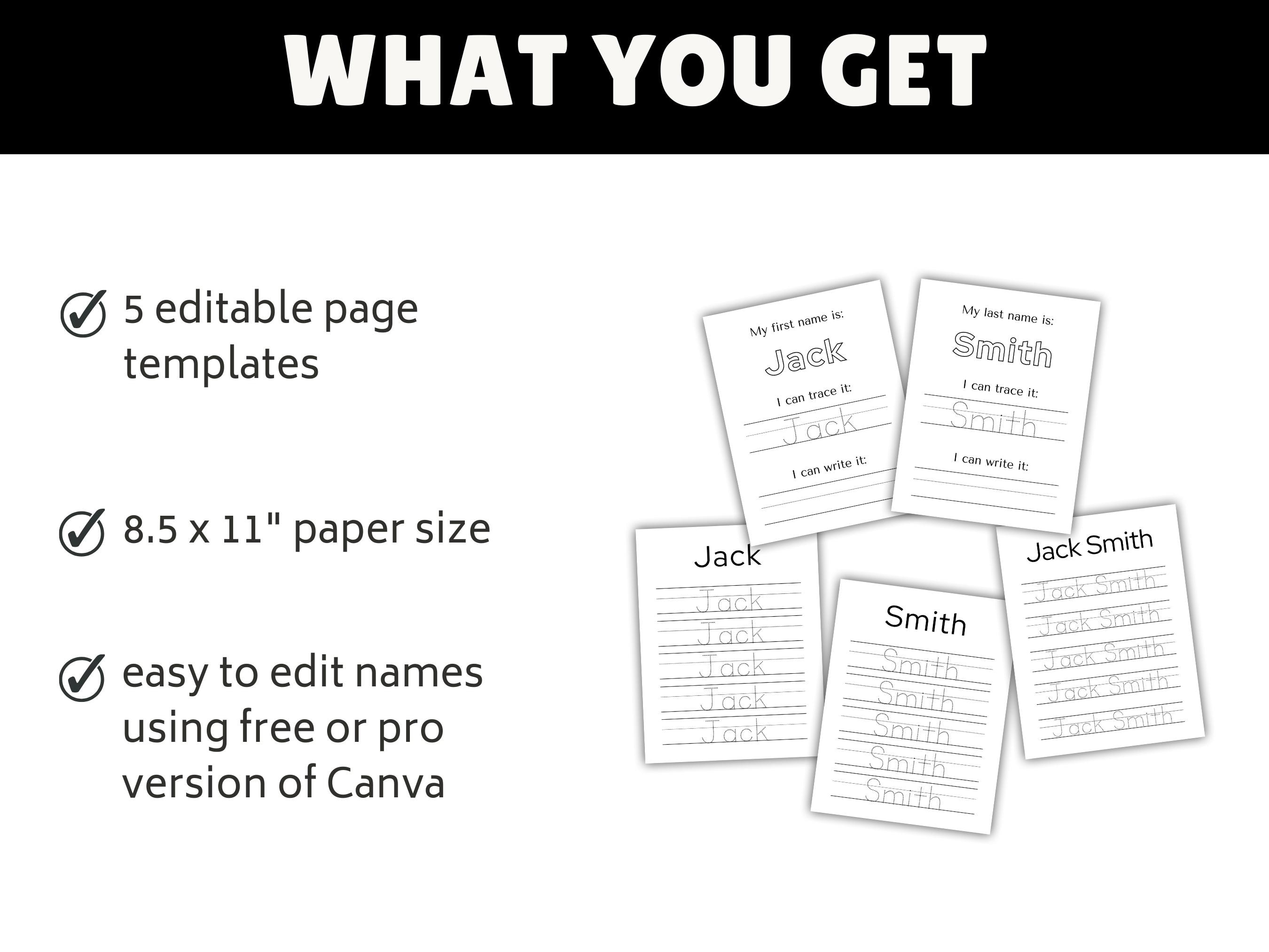 Custom Name Tracing Worksheet: Personalized Handwriting Practice (canva ...