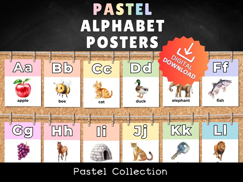 Pastel Printable Alphabet Posters | Classroom Decor | Alphabet Flash ...