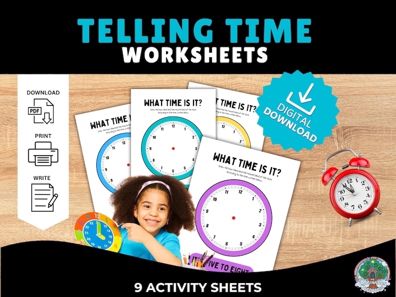 Telling Time Worksheets, Analog Clock, Time Activity, Learn to Tell ...