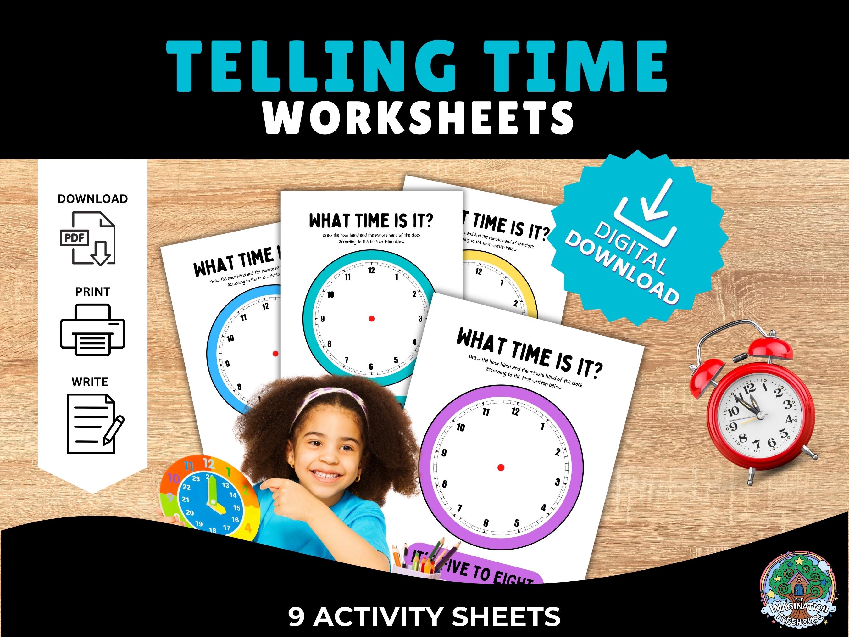 Telling Time Worksheets, Analog Clock, Time Activity, Learn to Tell ...