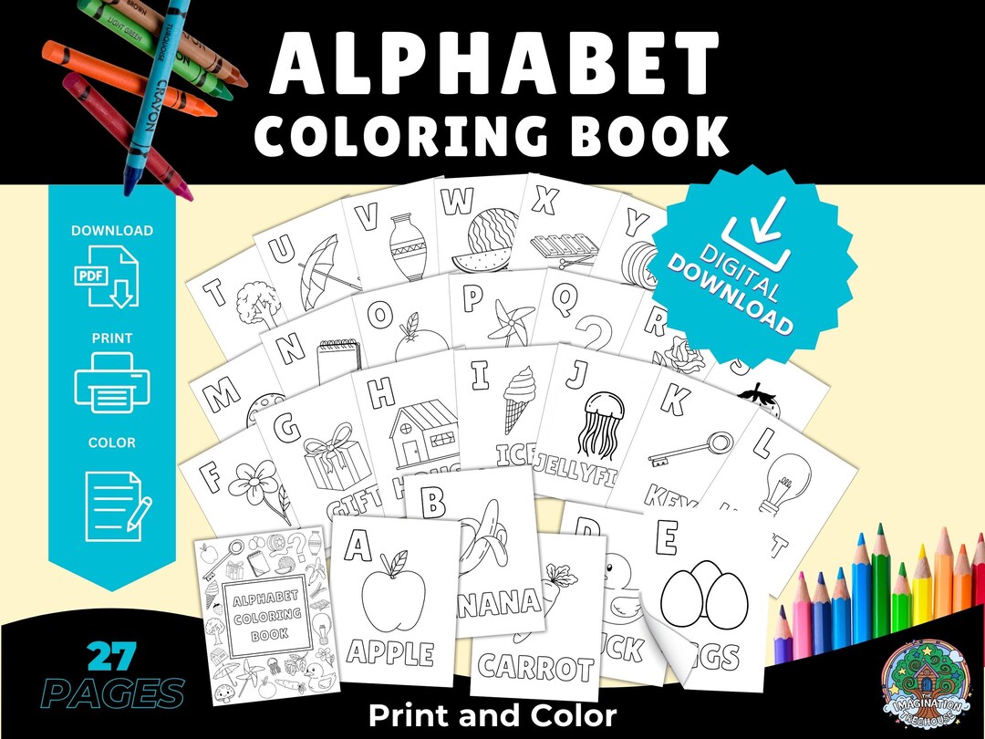 Alphabet Coloring Book, ABC Coloring Book, ABC Printable Coloring Book ...