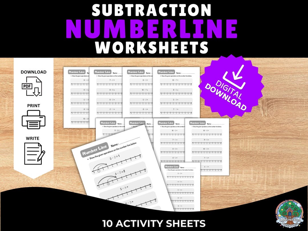Numberline Subtraction Worksheets, Kids Math Activity, Math Printable ...
