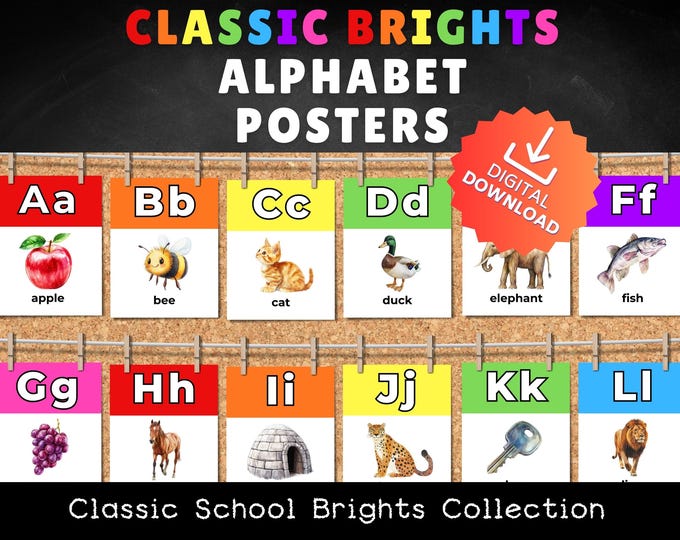 Alphabet Wall Cards ABC Picture Wall Posters for Classroom Printable ...