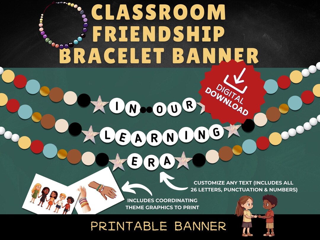 Friendship Bracelet Banner Printable, in My Learning Era, Custom ...