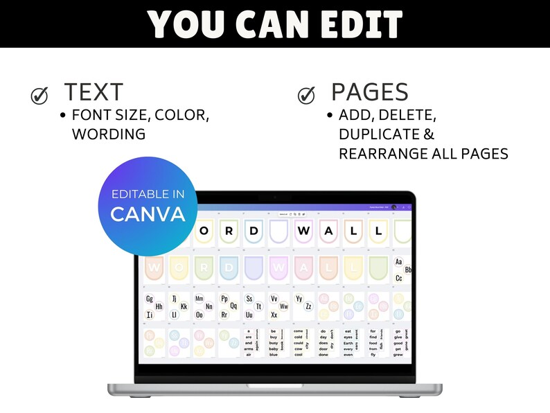 Pastel Word Wall Board Letters | Bunting Banner L Printable Classroom ...