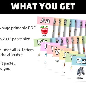 Pastel Printable Alphabet Posters Classroom Decor Alphabet Flash Cards ...