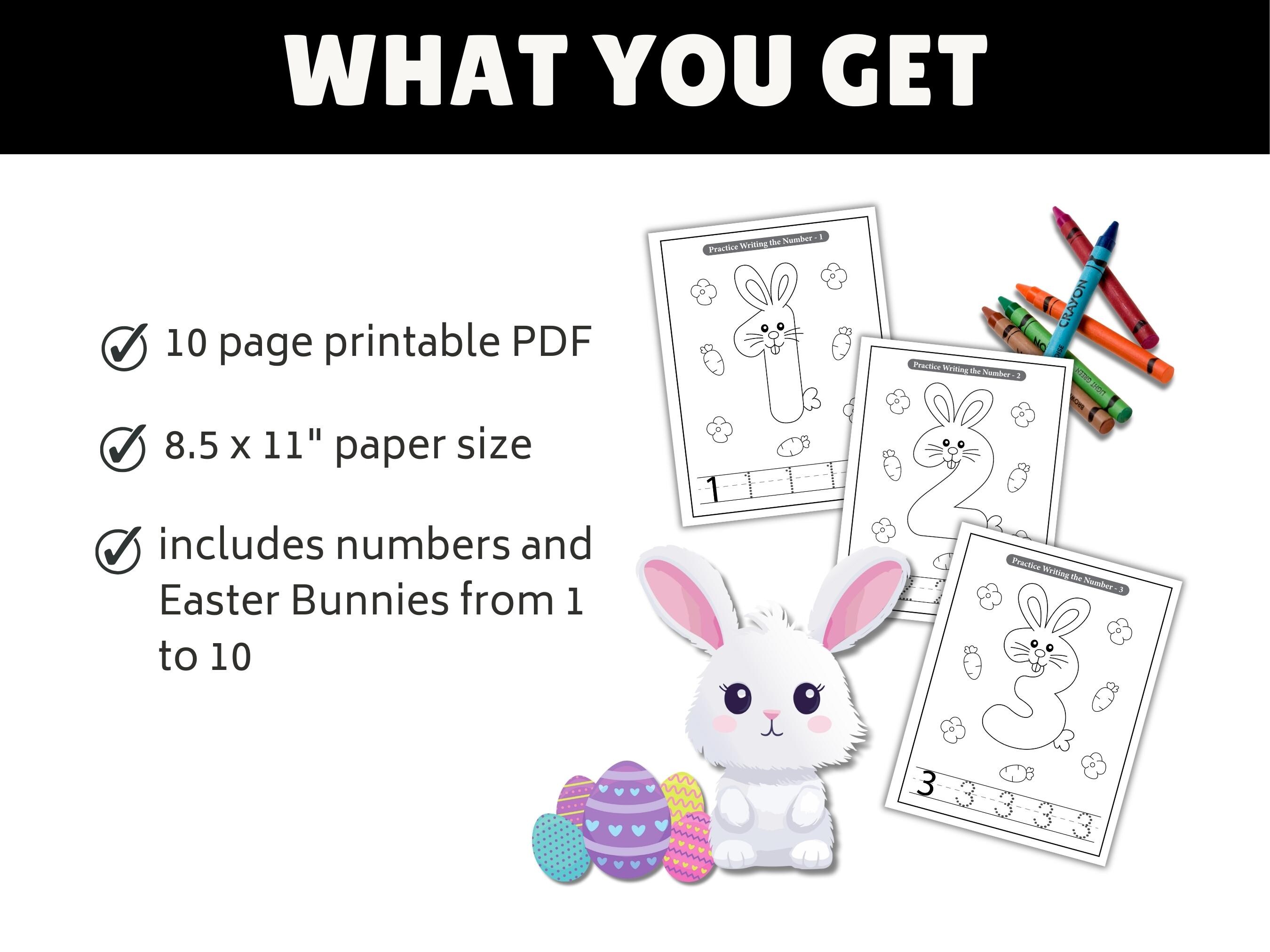Easter Bunny Number Tracing Worksheet: Learn to Count 1-10 (PDF) - Etsy
