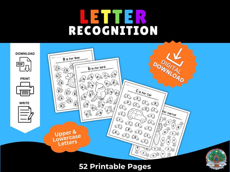 Alphabet Letter Recognition Worksheets, Abc's, Learn the Alphabet ...