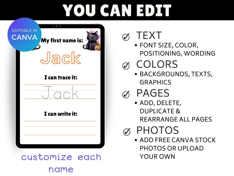 Editable Name Tracing Worksheet | Customizable Name Practice Printable ...
