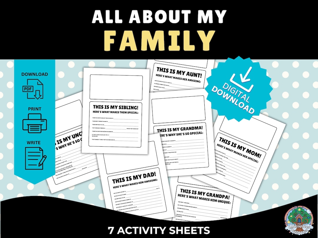 All About My Family Activity, Family Worksheet, Kids Family Printable ...