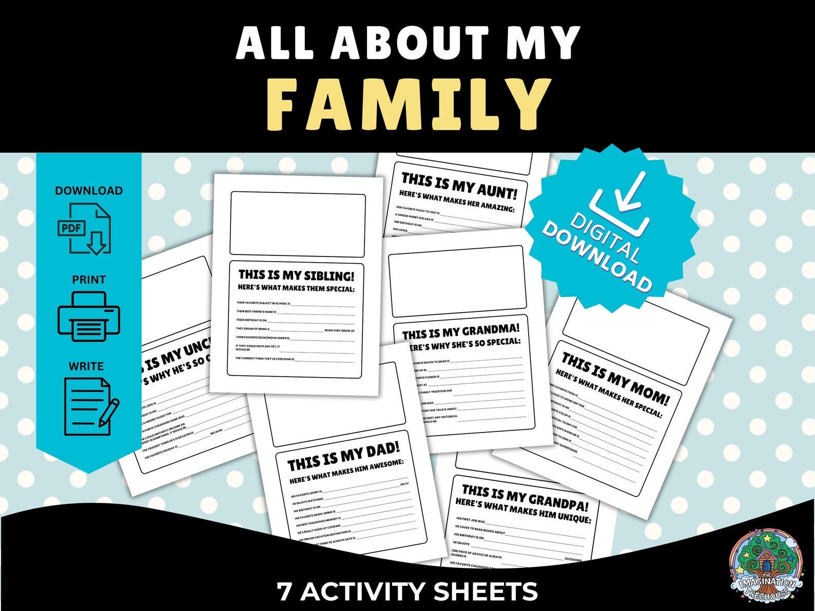 All About My Family Activity, Family Worksheet, Kids Family Printable ...