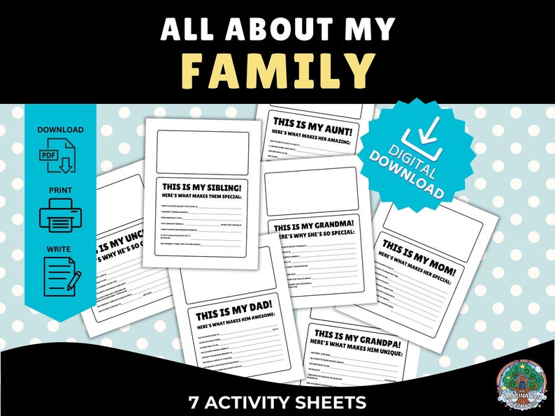 All About My Family Activity, Family Worksheet, Kids Family Printable ...