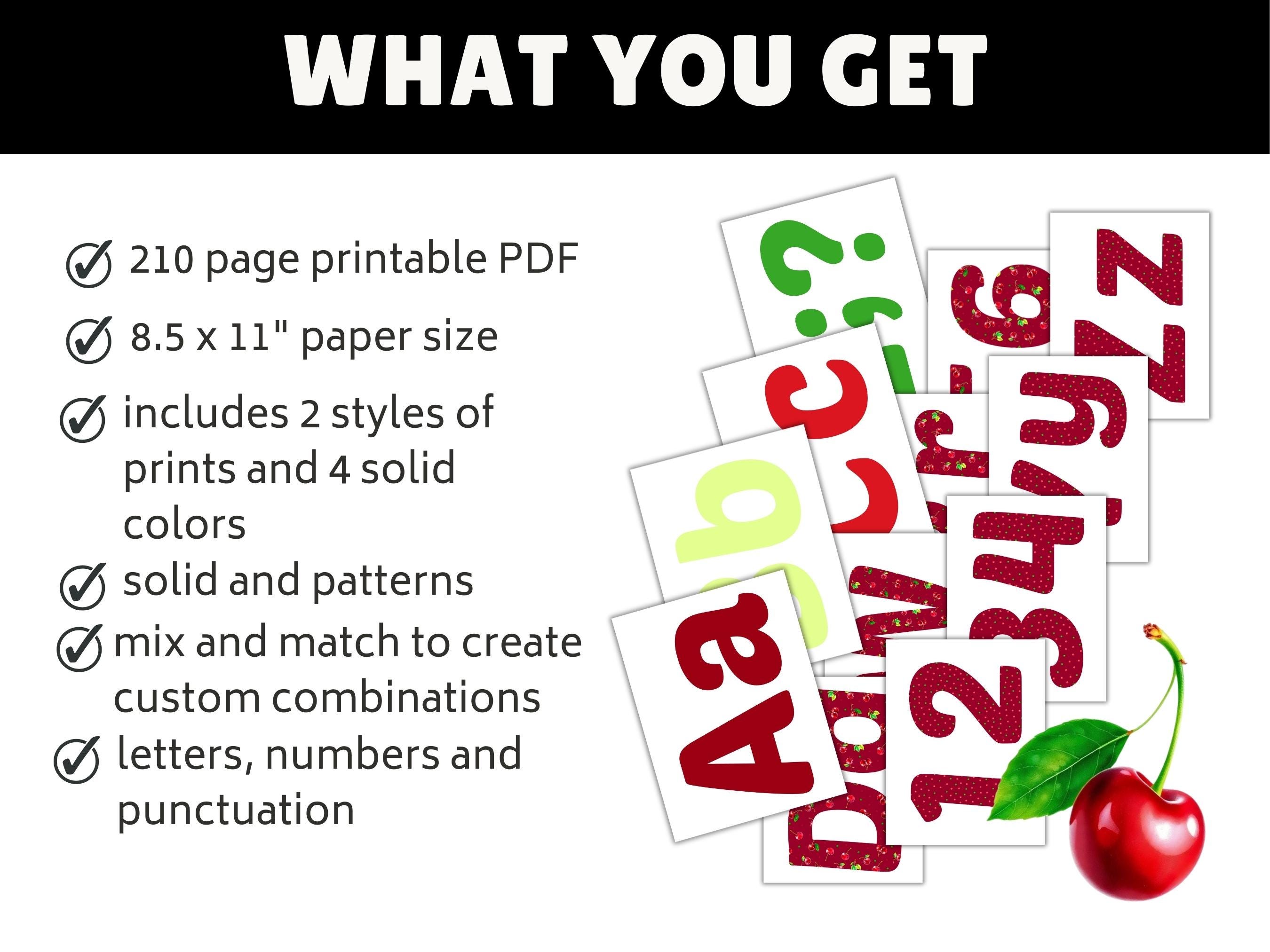 Cherry Printable Alphabet and Numbers: Classroom Decor (digital ...