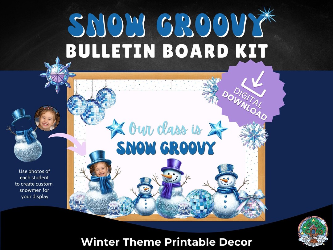 Winter Bulletin Board Kit, Snowmen Bulletin Board, Disco Bulletin Board ...