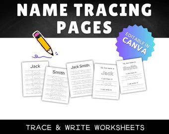 Custom Name Tracing Sheet, Personalized Handwriting Worksheet, Name ...