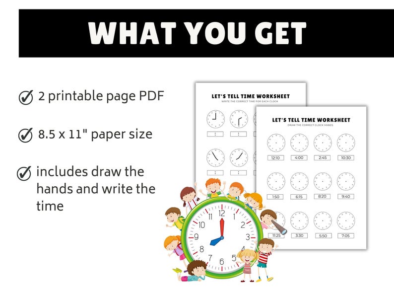 Time Telling Worksheets, Learn Time, Learn the Clock, Printable Clock ...