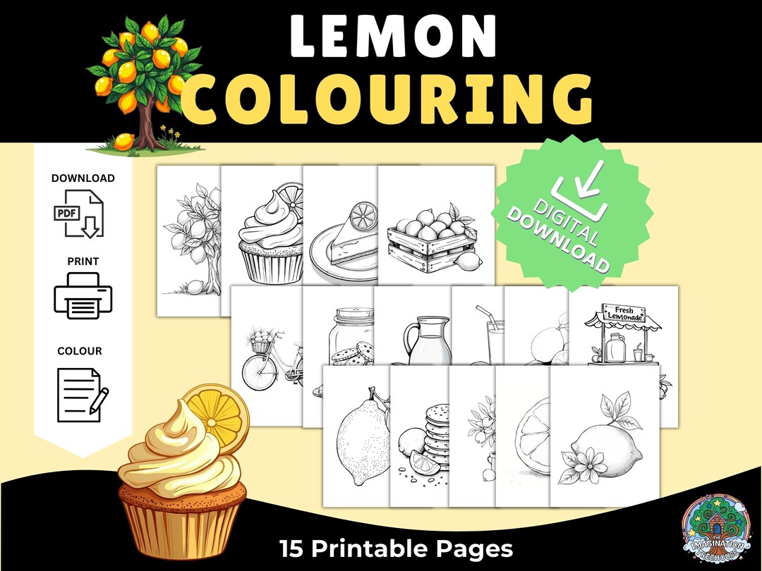 Lemon Colouring Pages, Kids Colouring Sheets, Printable Colouring Page ...
