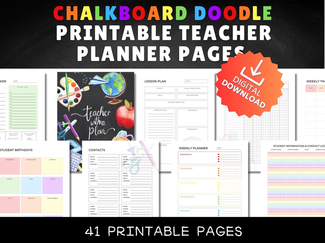 Planner Inserts | Teacher Binder | Planner Kit | Undated Teacher ...
