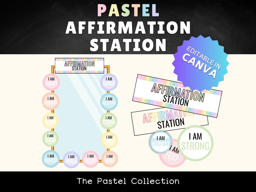 Pastel Affirmation Station: Classroom Mirror Display (editable ...