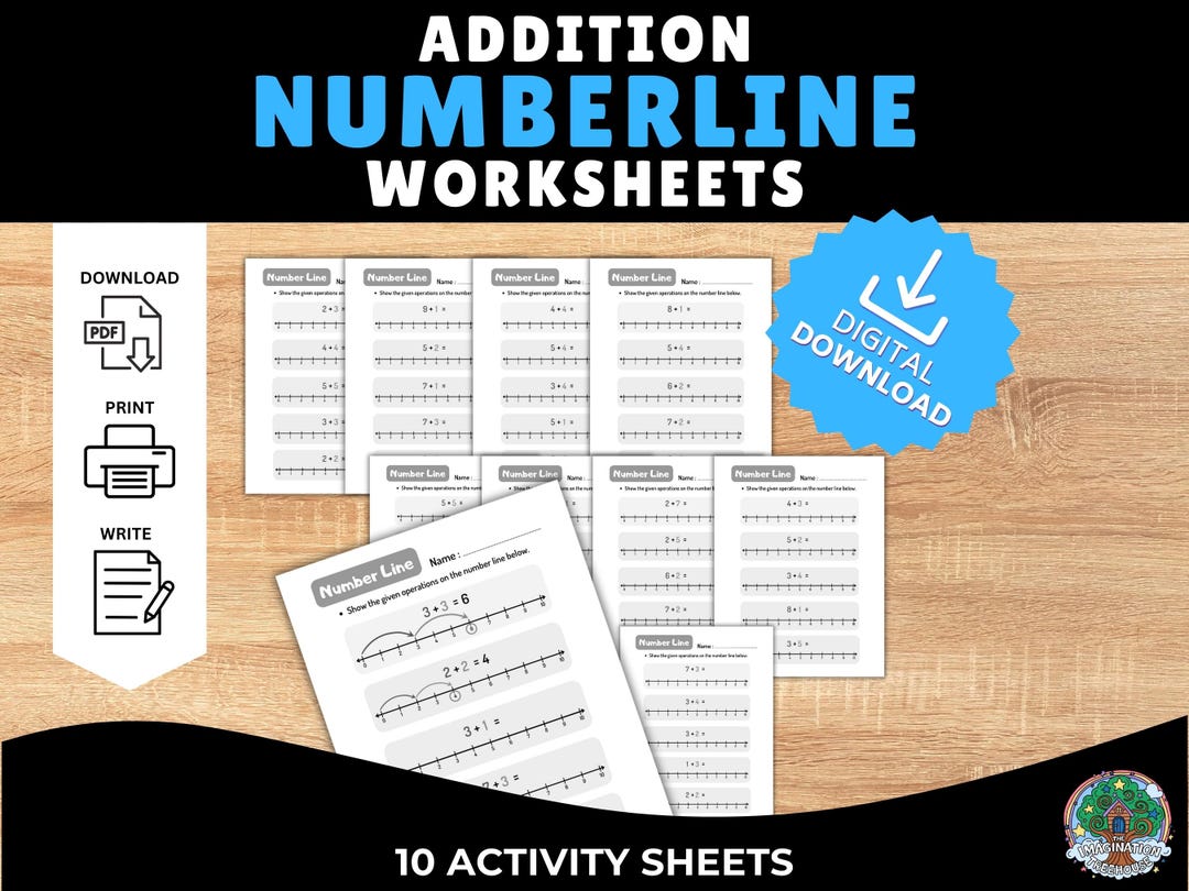 Numberline Addition Worksheets, Kids Math Activity, Math Printable ...