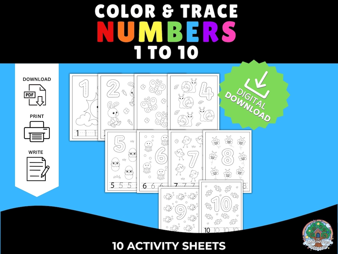 Numbers Trace and Color, Numeracy, Learn Numbers, Number Tracing, 1-10 ...
