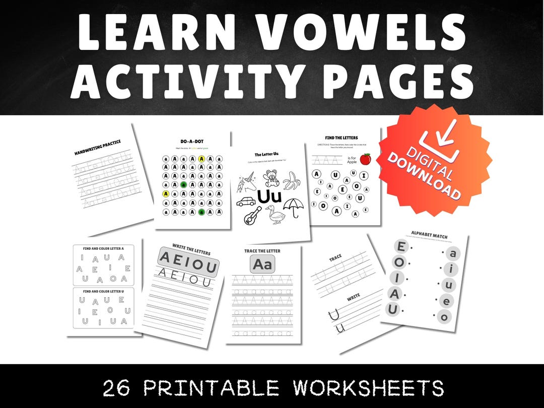 Learn Vowel Activity Pages | 26 Printable Worksheets | Fun Vowel ...