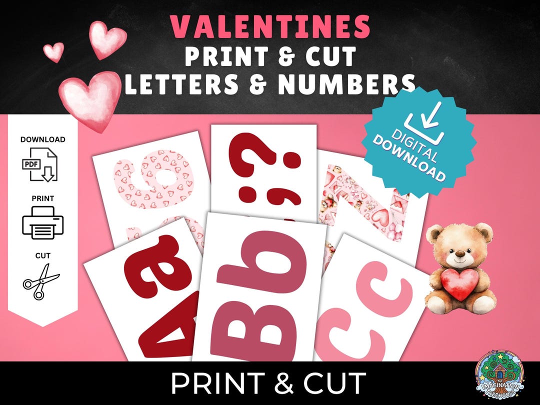 Printable Letters and Numbers, Valentines Letters, Valentines Numbers ...
