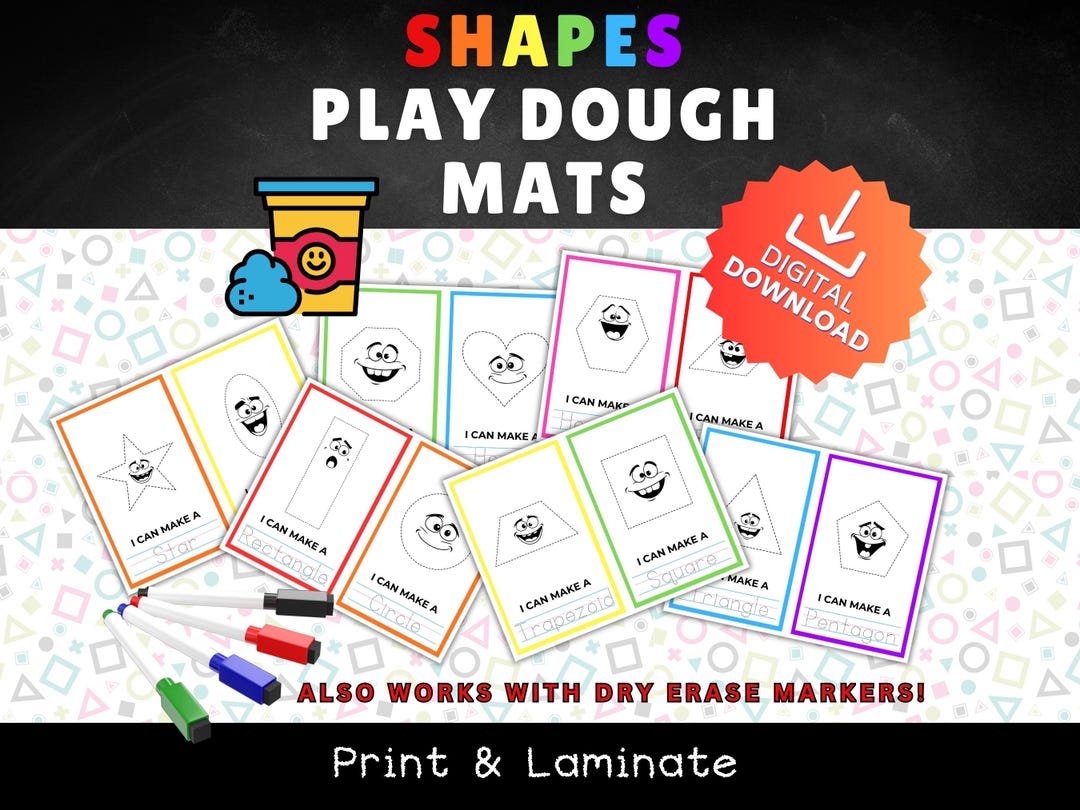 Shapes Play Dough Mats | Playdough Mats Printable | Toddler Activities ...