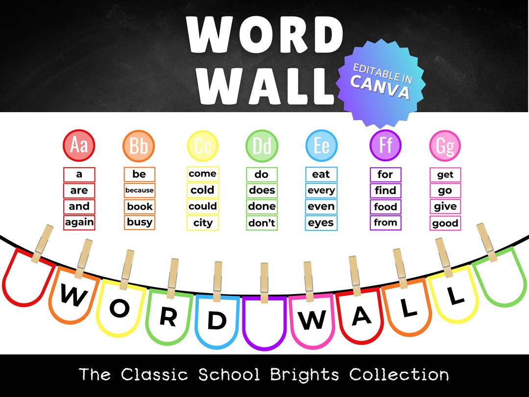 Word Wall Board Letters | Classic School Brights Rainbow L Printable ...