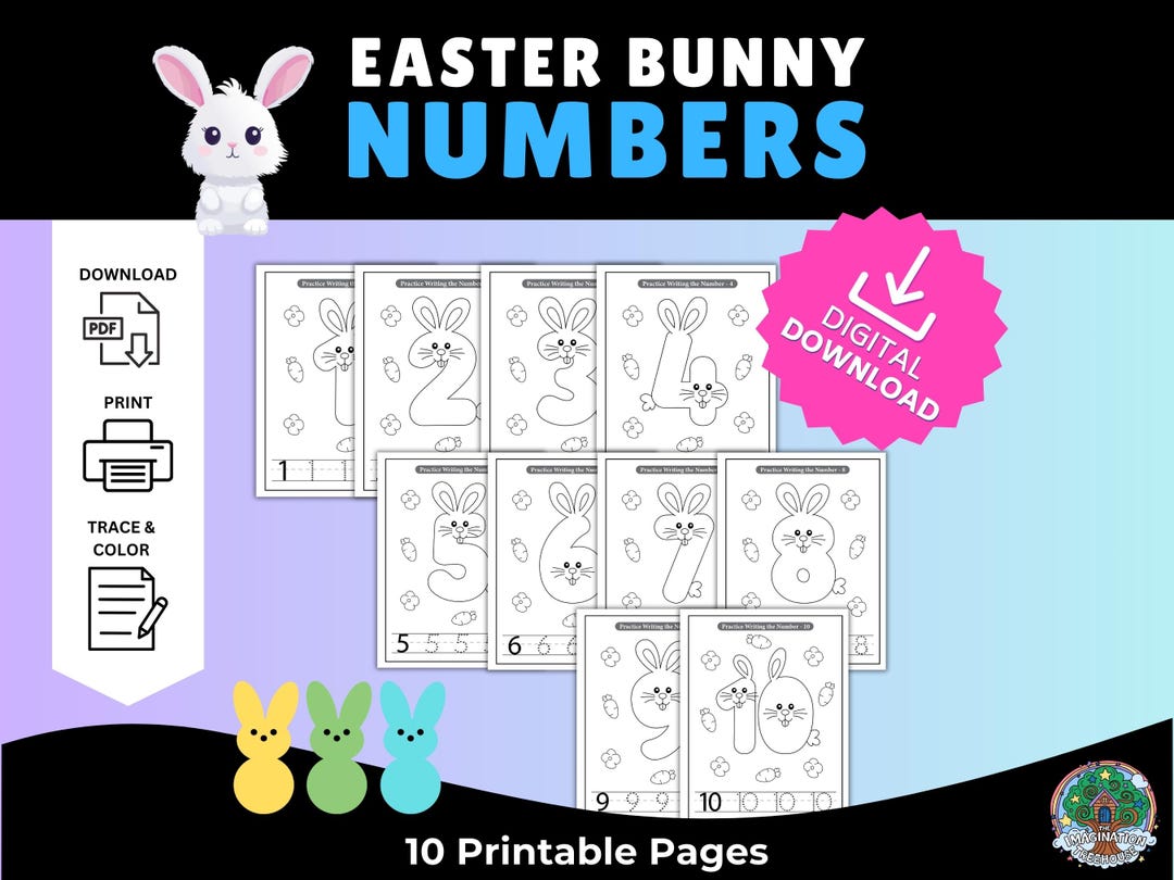 Easter Bunny Numbers, Learn Numbers, Number Tracing, 1-10 Number ...